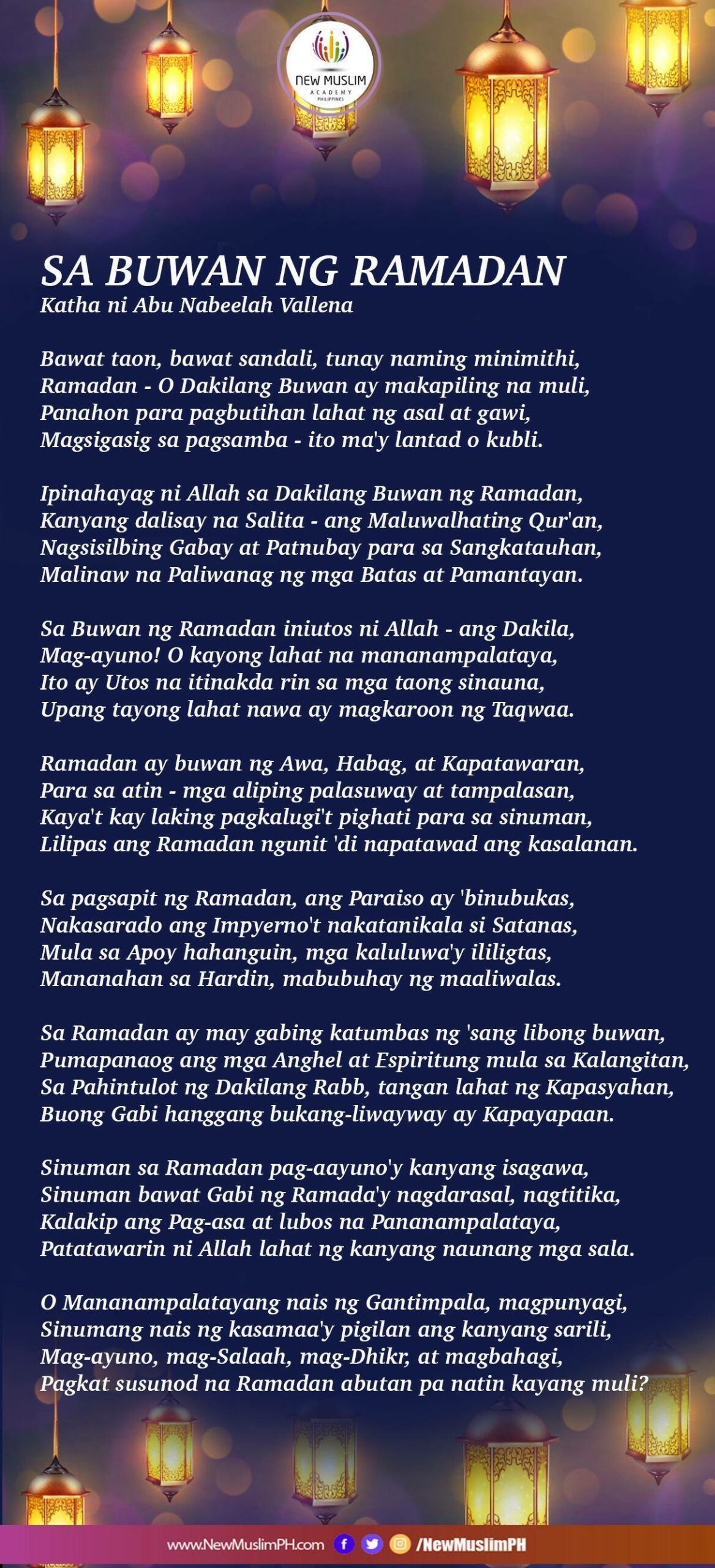 𝗦𝗔 𝗕𝗨𝗪𝗔𝗡 𝗡𝗚 𝗥𝗔𝗠𝗔𝗗𝗔𝗡 – New Muslim Academy – Philippines